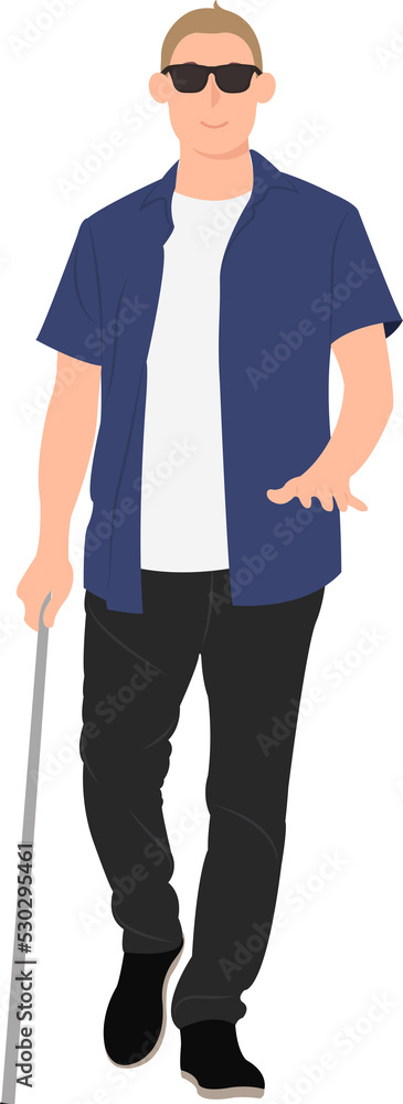 Cartoon daily life people male character blind man walking with a guide ...