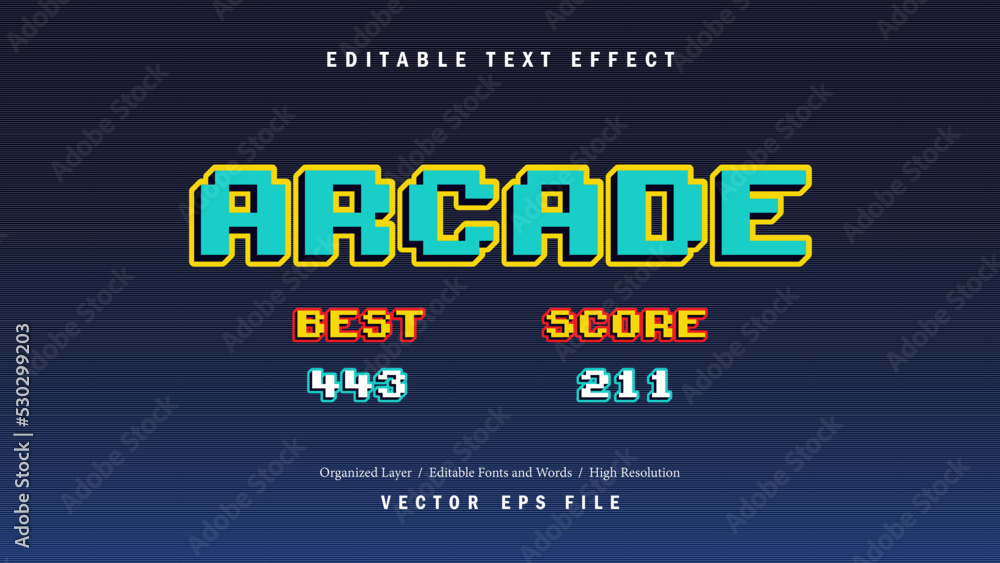Editable Arcade Font Design. Alphabet Typography Template Text Effect ...