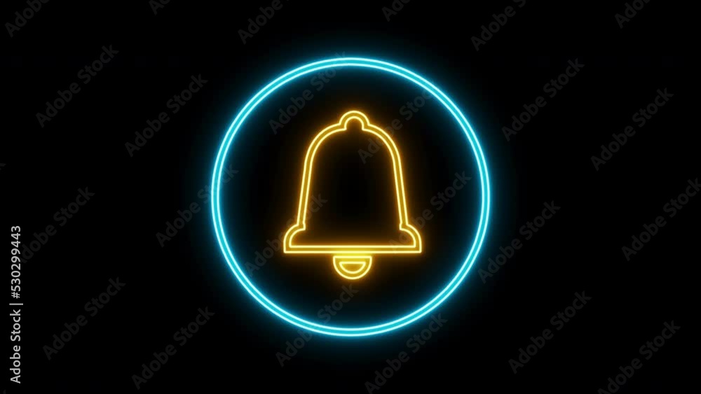 Vidéo Stock Glowing neon line light bell icon animation isolated on ...