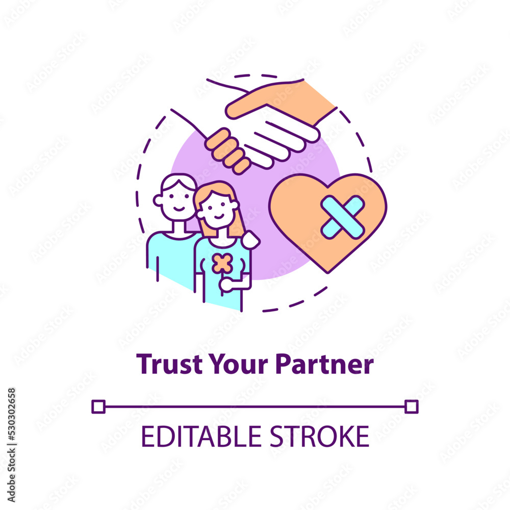 Trust partner concept icon. Saving broken relationship abstract idea ...