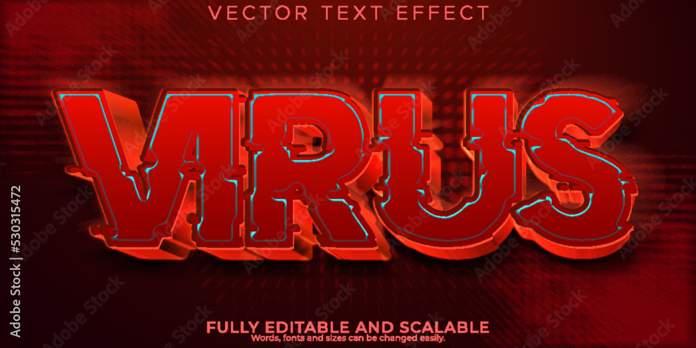 Virus zombie text effect, editable risk bacteria text style Stock ...