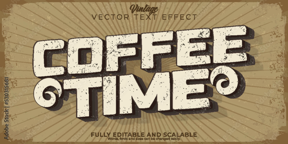 Retro coffee vintage text effect, editable old 80s coffee shop banner ...