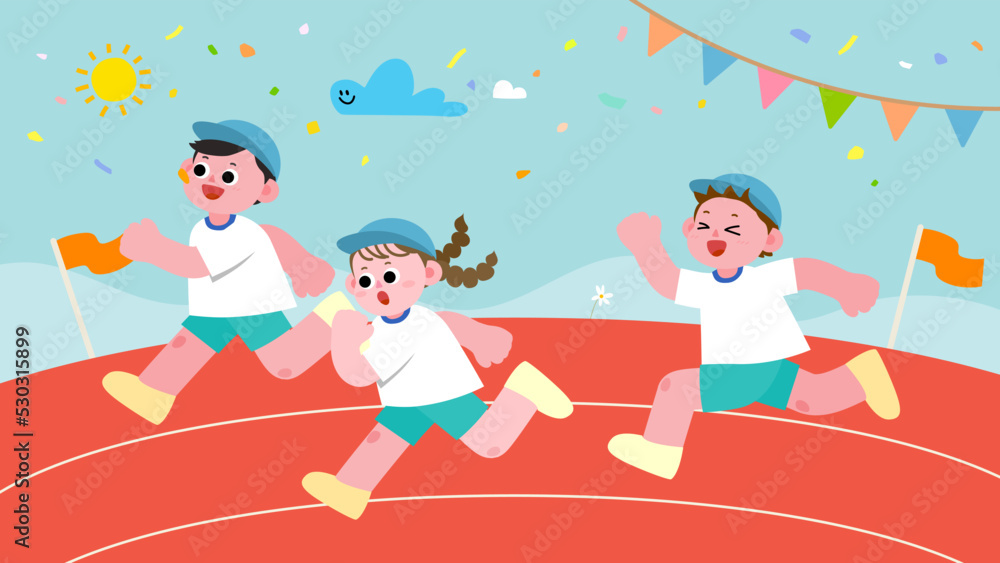 Cartoon illustration of children in physical education day Stock Vector ...