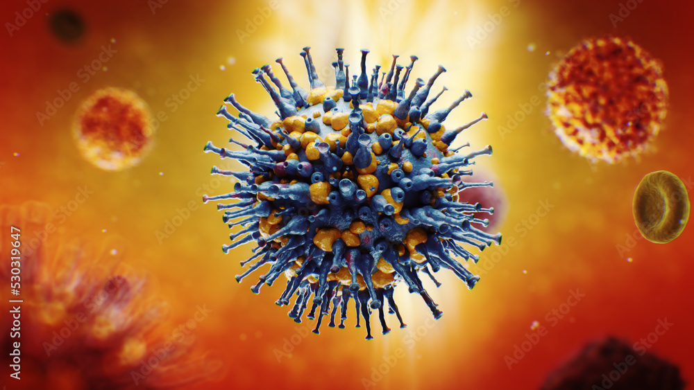 3D render concept animation of virus formerly known as 2019-nCoV under ...
