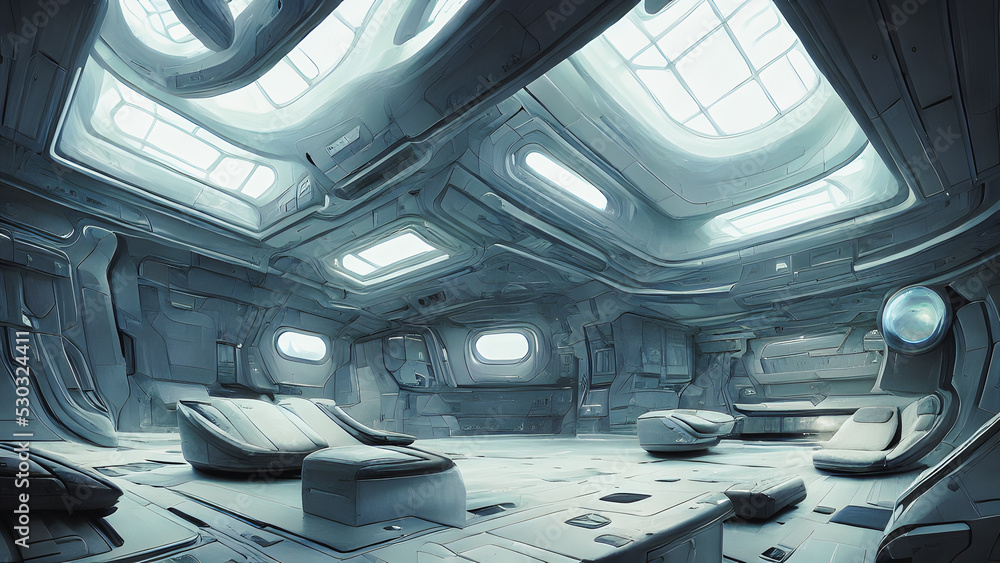 Artistic concept painting of a space station interior, background ...