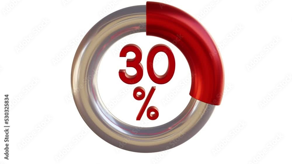 Pie chart 3D animated video with 30 percent element. Statistics ...