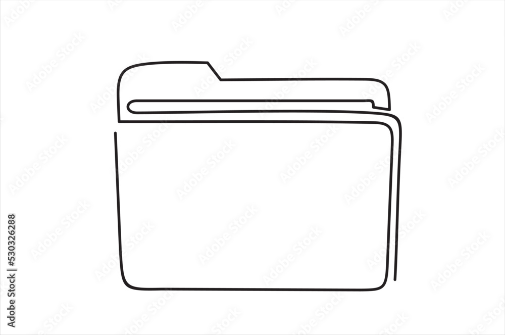 Folder drawn by a single line on a white background. One-line drawing ...