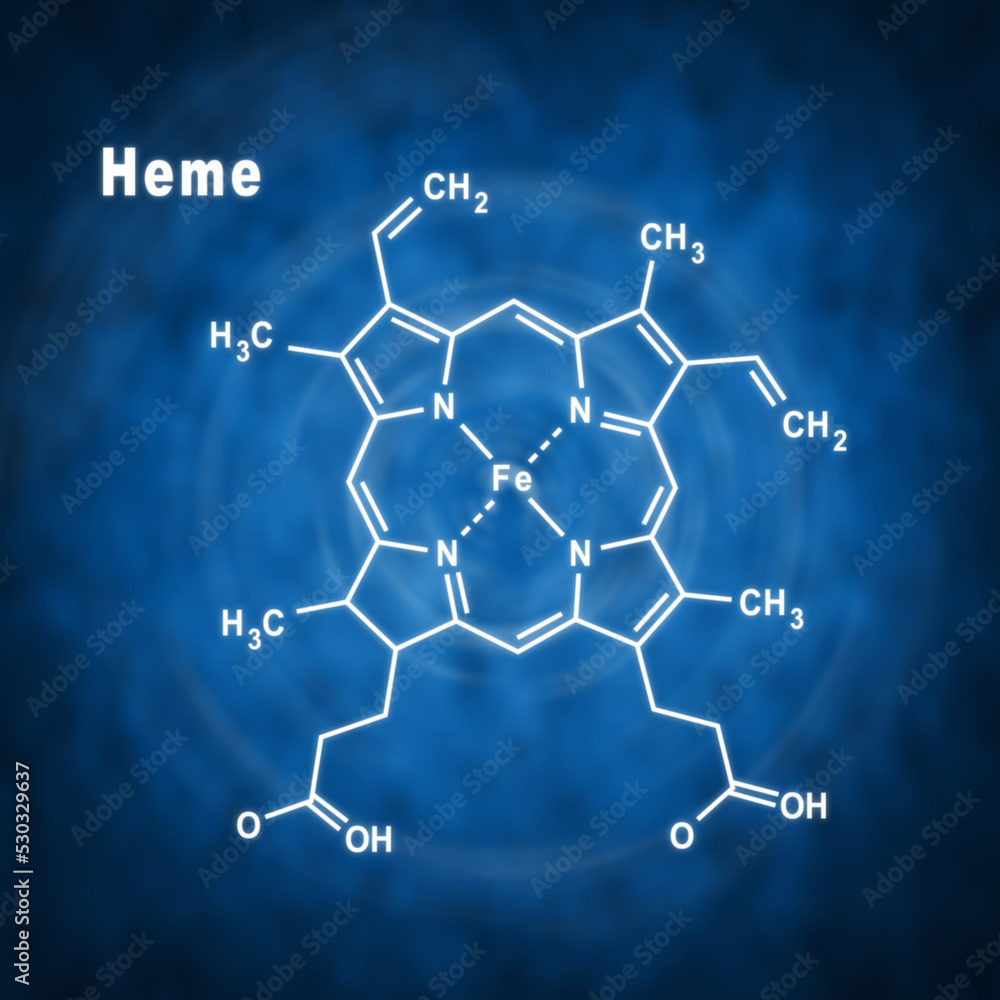 Heme molecule Structural chemical formula Stock Illustration | Adobe Stock