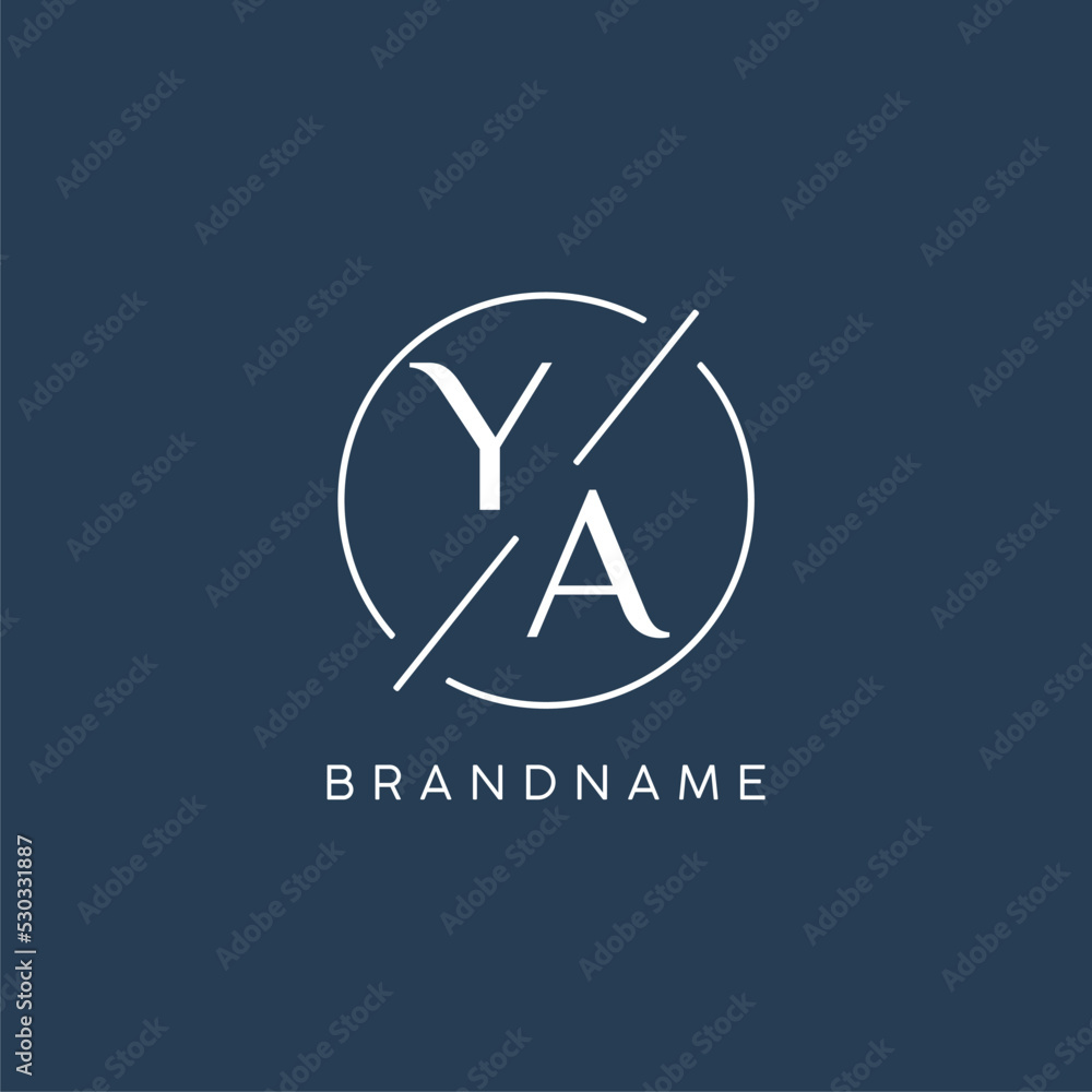 Initial letter YA logo monogram with circle line style Stock Vector ...