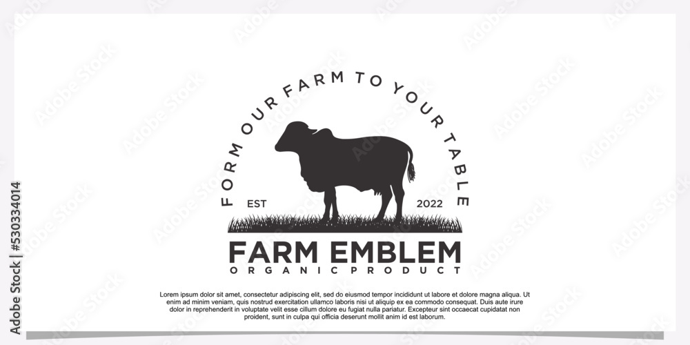 Farm emblem logo design on white background farm animal Premium Vector ...