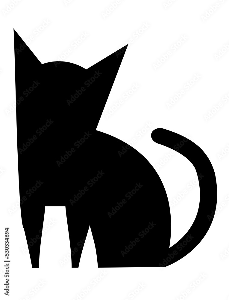 Cute cat black icon illustration PNG, with transparent background ...