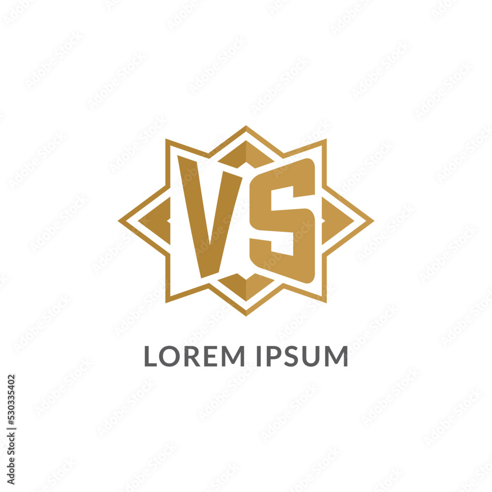 Initial letter VS logo monogram with eight point star style design ...