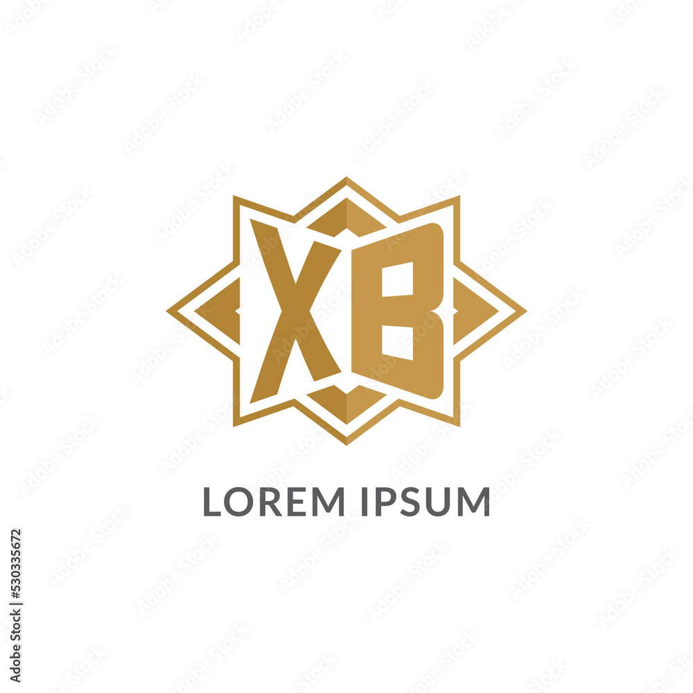 Initial letter XB logo monogram with eight point star style design ...