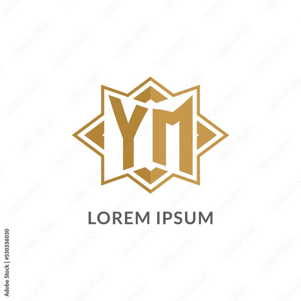 Initial letter YM logo monogram with eight point star style design ideas Stock Vector | Adobe Stock
