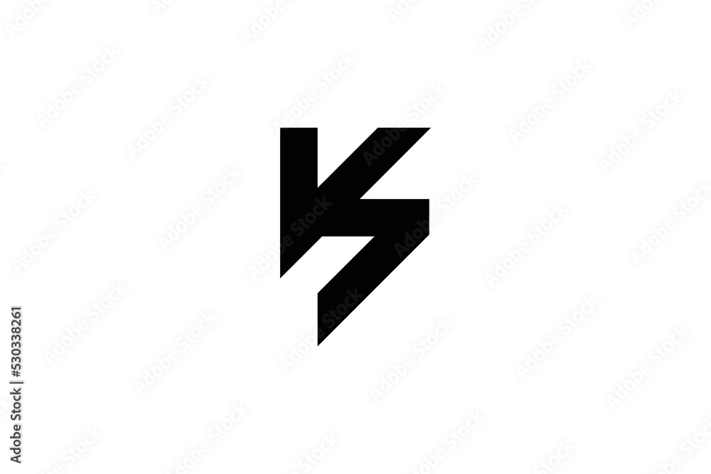 SK logo with a minimal design. An icon of a KS letter on a luxury ...
