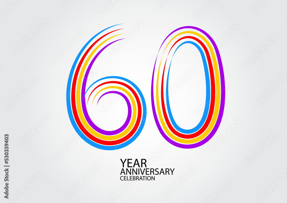 60 years anniversary celebration logotype colorful line vector, 60th ...