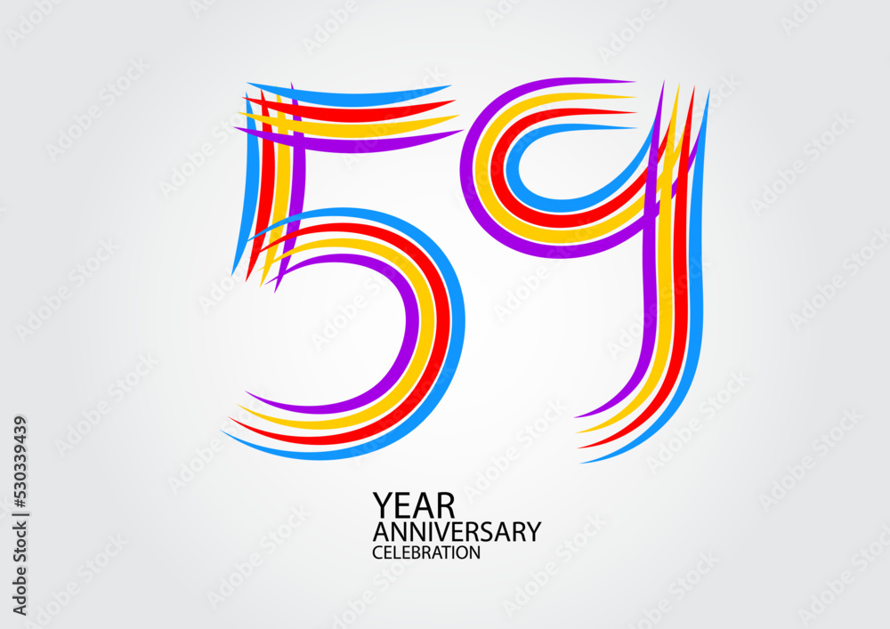 59 years anniversary celebration logotype colorful line vector, 59th ...