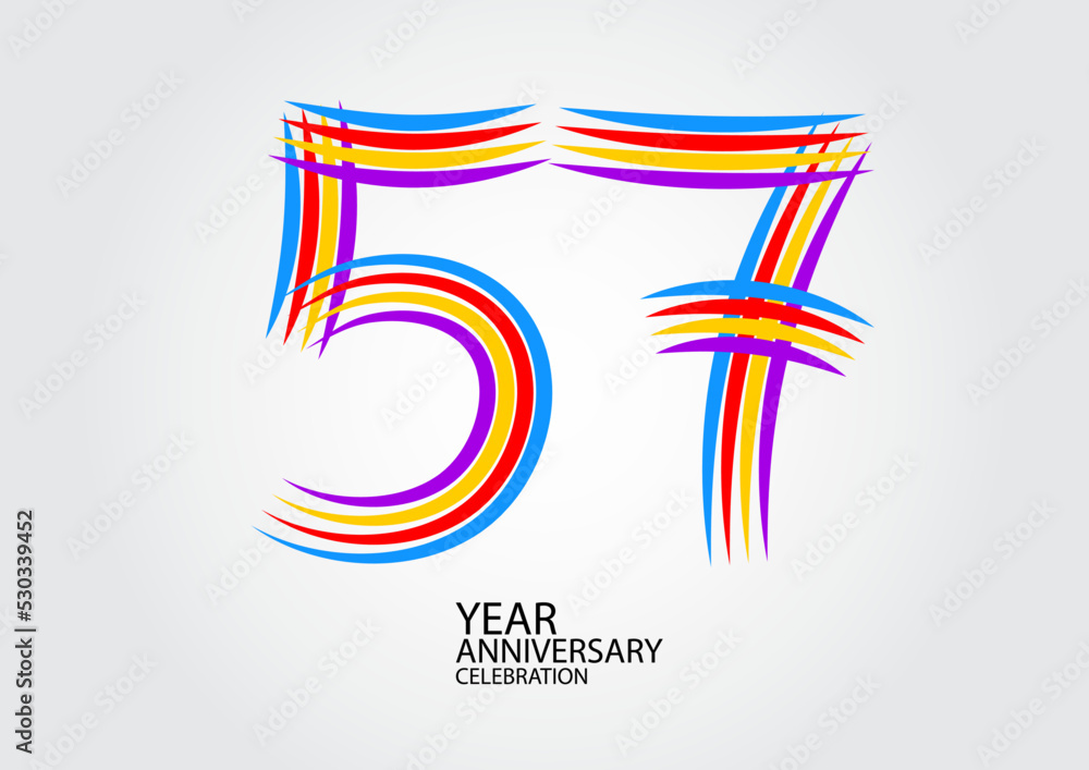 57 years anniversary celebration logotype colorful line vector, 57th ...