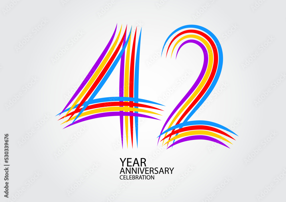 42 years anniversary celebration logotype colorful line vector, 42th ...