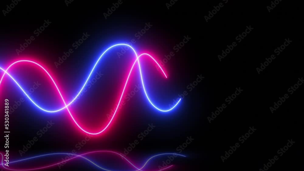 Neon Line Waves curve effect horizontal, shiny motion concept ...
