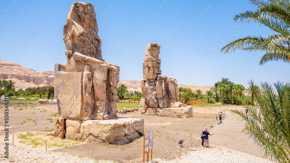 Luxor, Egypt; September 11, 2022 - A view of the Colossi of Memnon on ...