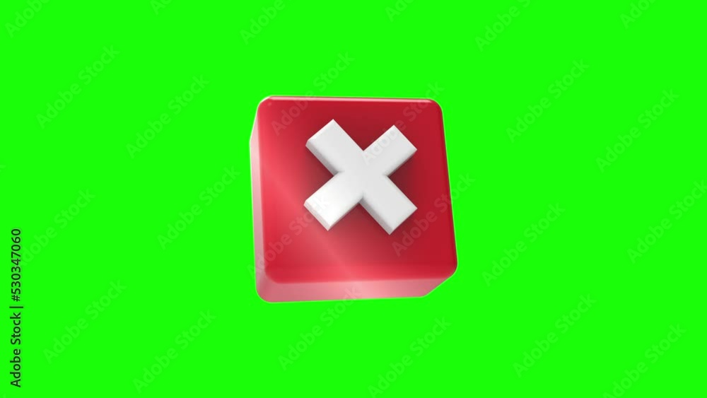 Animation in motion graphics of a check mark symbol in X on green ...