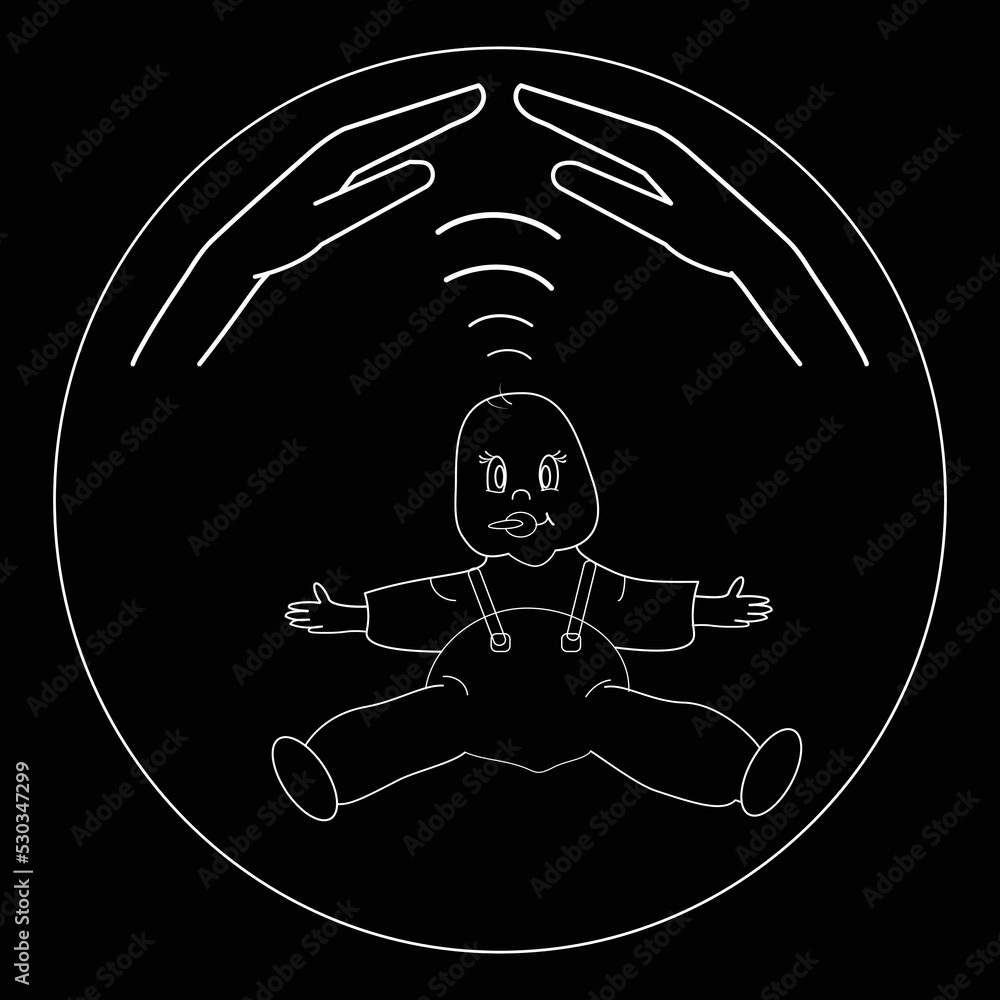 Baby protection lineart. Vector outline illustration. Vector ...