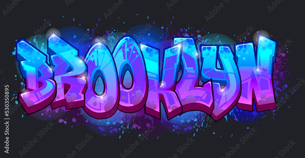 Graffiti Styled Urban Street Art Tagging Design - Welcome to Brooklyn ...