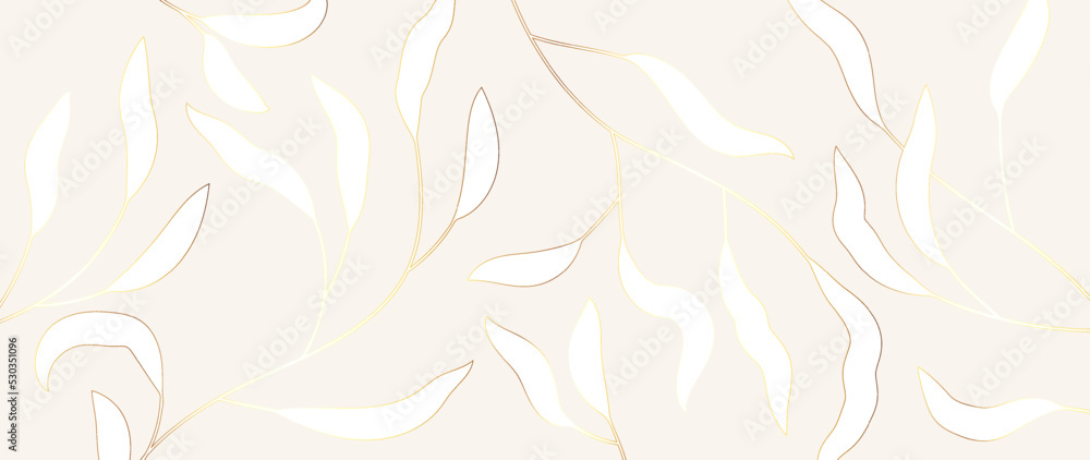 Luxury background with golden leaves and branches. Vector nature ...