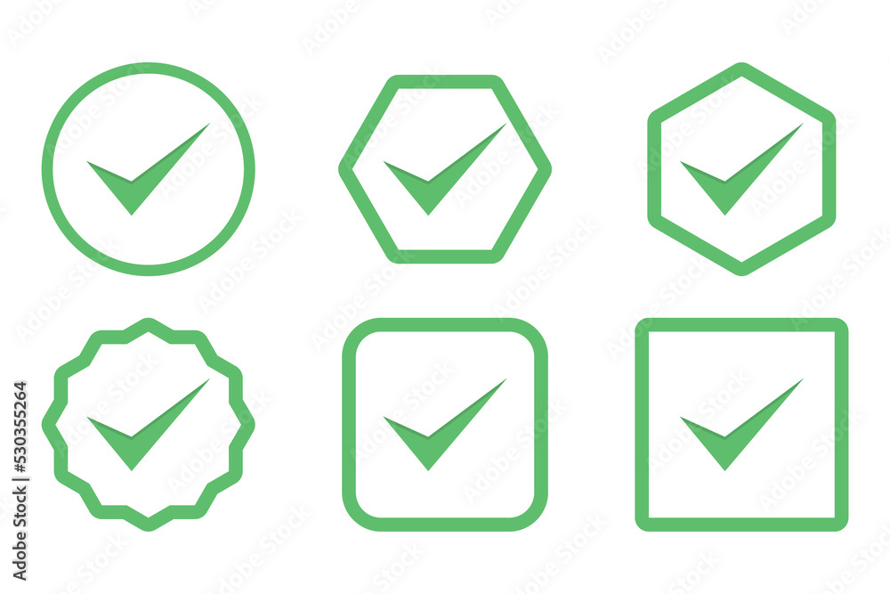 Check marks Icon Set, Tick marks, Accepted, Approved, Yes, Correct, Ok, Right Choices, Task ...