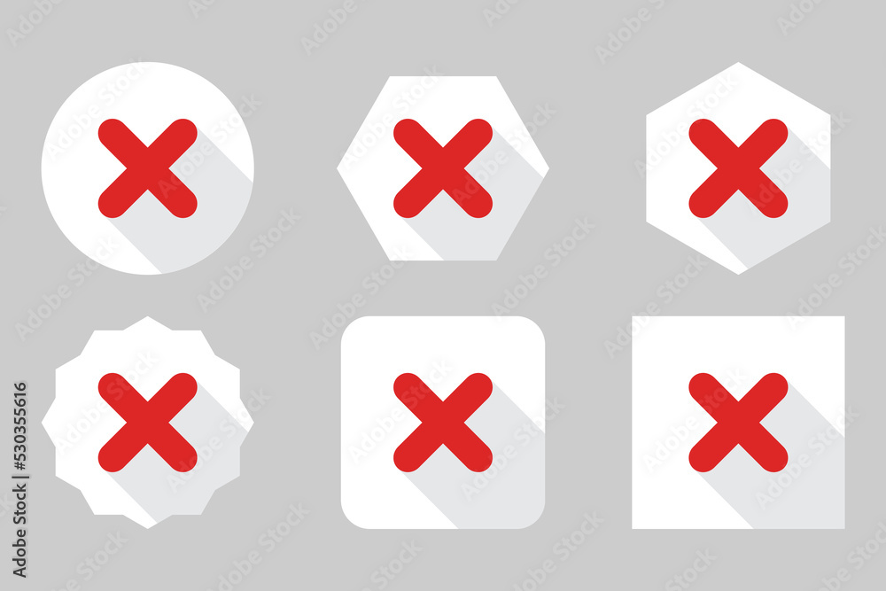 Vetor de Wrong marks Icon Set, Cross marks, Rejected, Disapproved, No ...