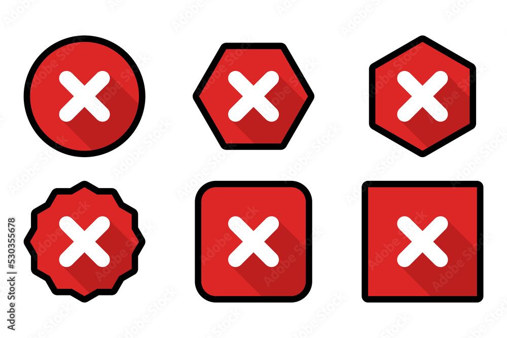 Wrong marks Icon Set, Cross marks, Rejected, Disapproved, No, False ...