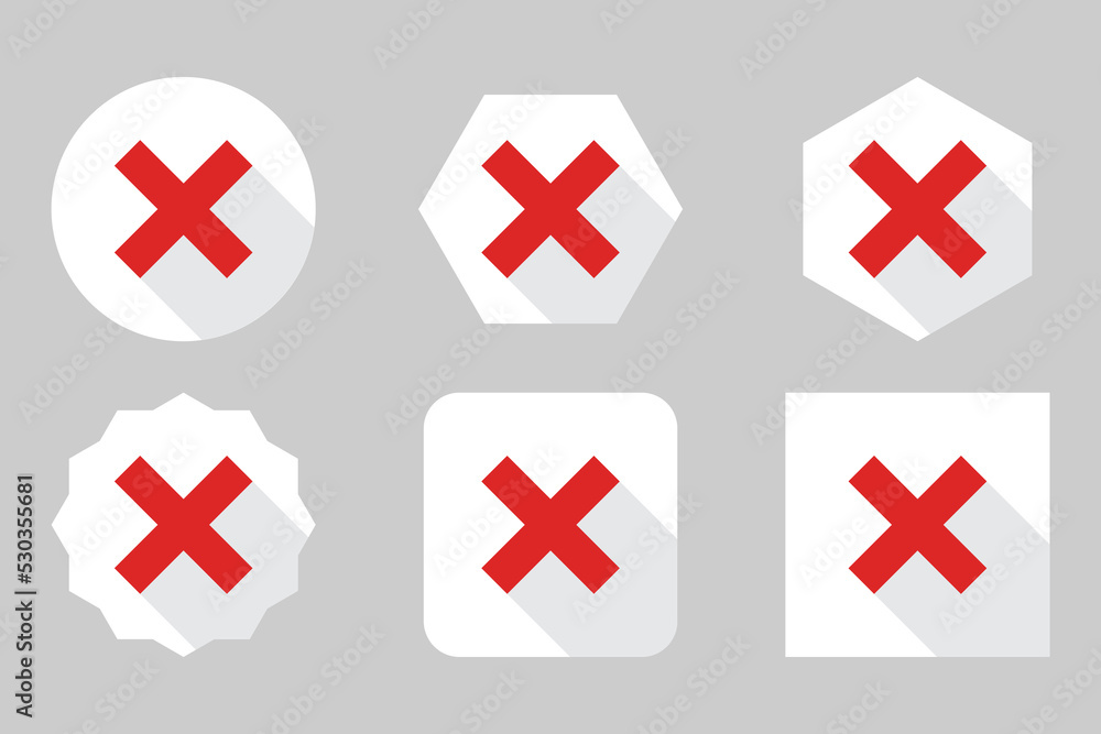 Wrong marks Icon Set, Cross marks, Rejected, Disapproved, No, False ...