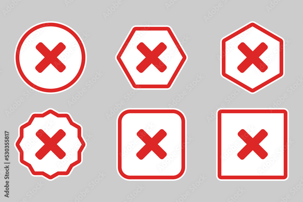 Wrong marks Icon Set, Cross marks, Rejected, Disapproved, No, False ...