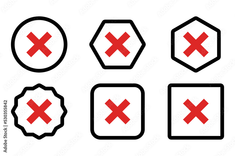 Wrong marks Icon Set, Cross marks, Rejected, Disapproved, No, False ...