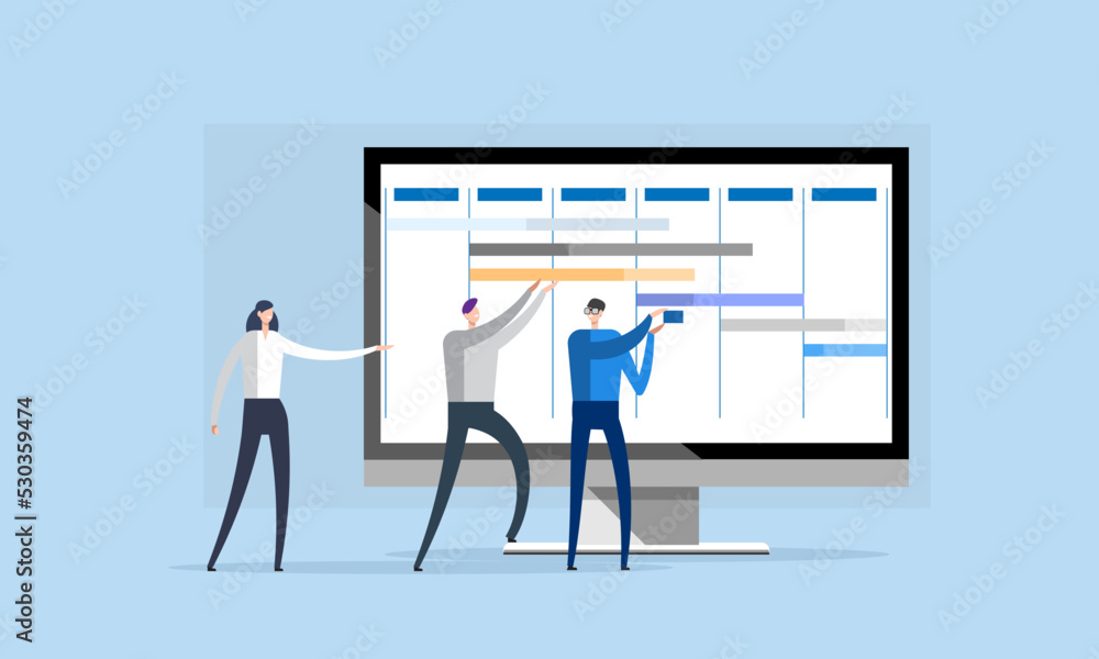 Planning, Scene people concept. Digital online calendar, work tasks ...