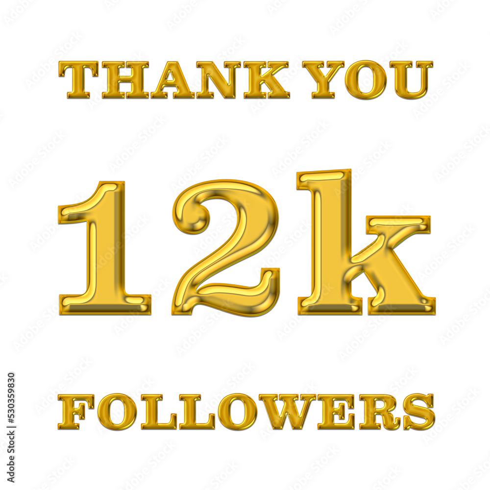 Thank you 12K followers transparent background PNG image, with gold ...