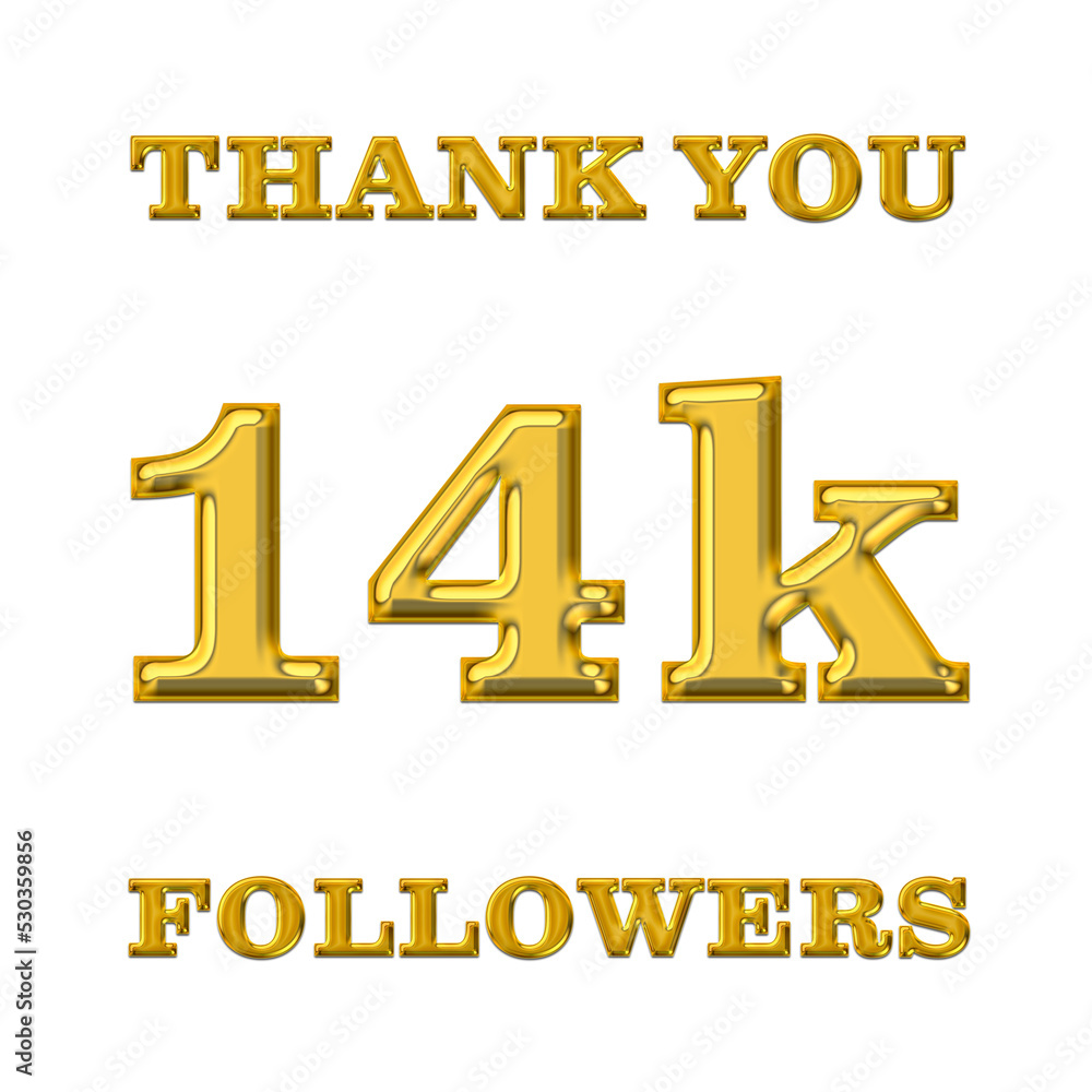 Thank you 14K followers transparent background PNG image, with gold ...