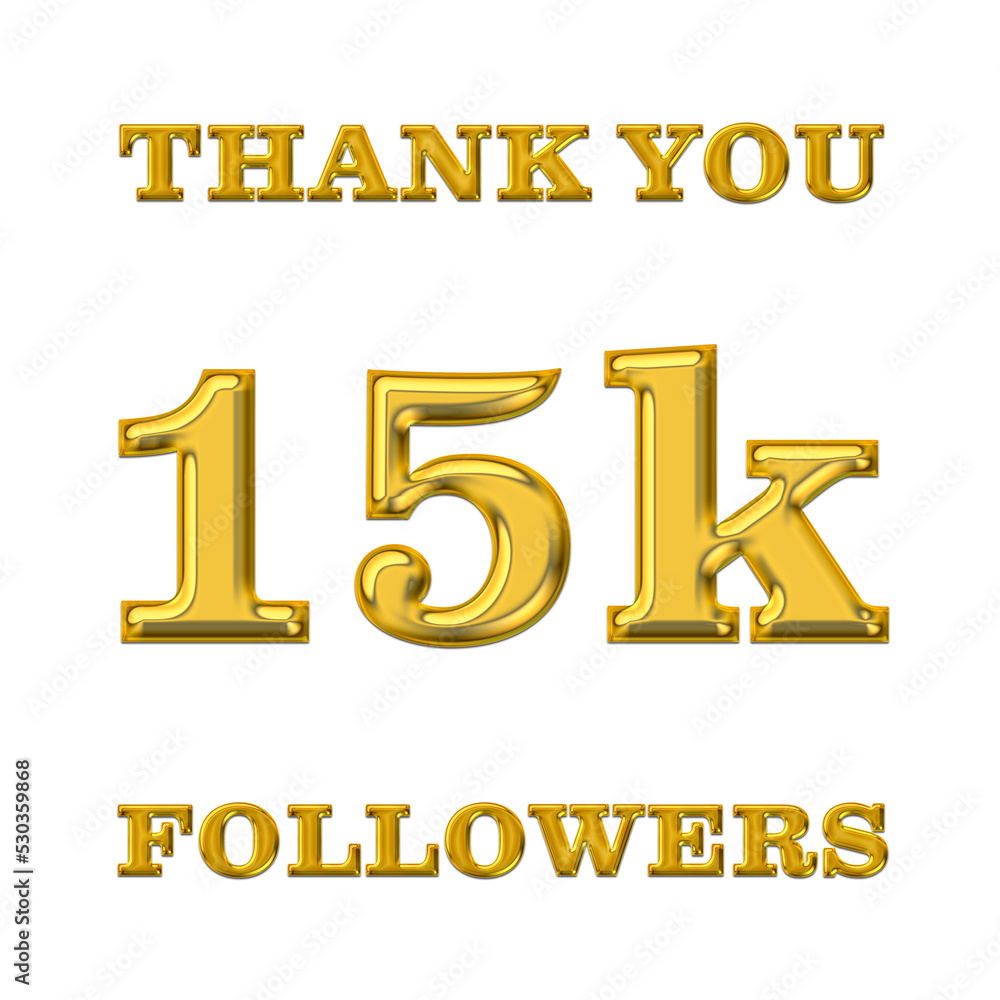 Thank you 15K followers transparent background PNG image, with gold ...
