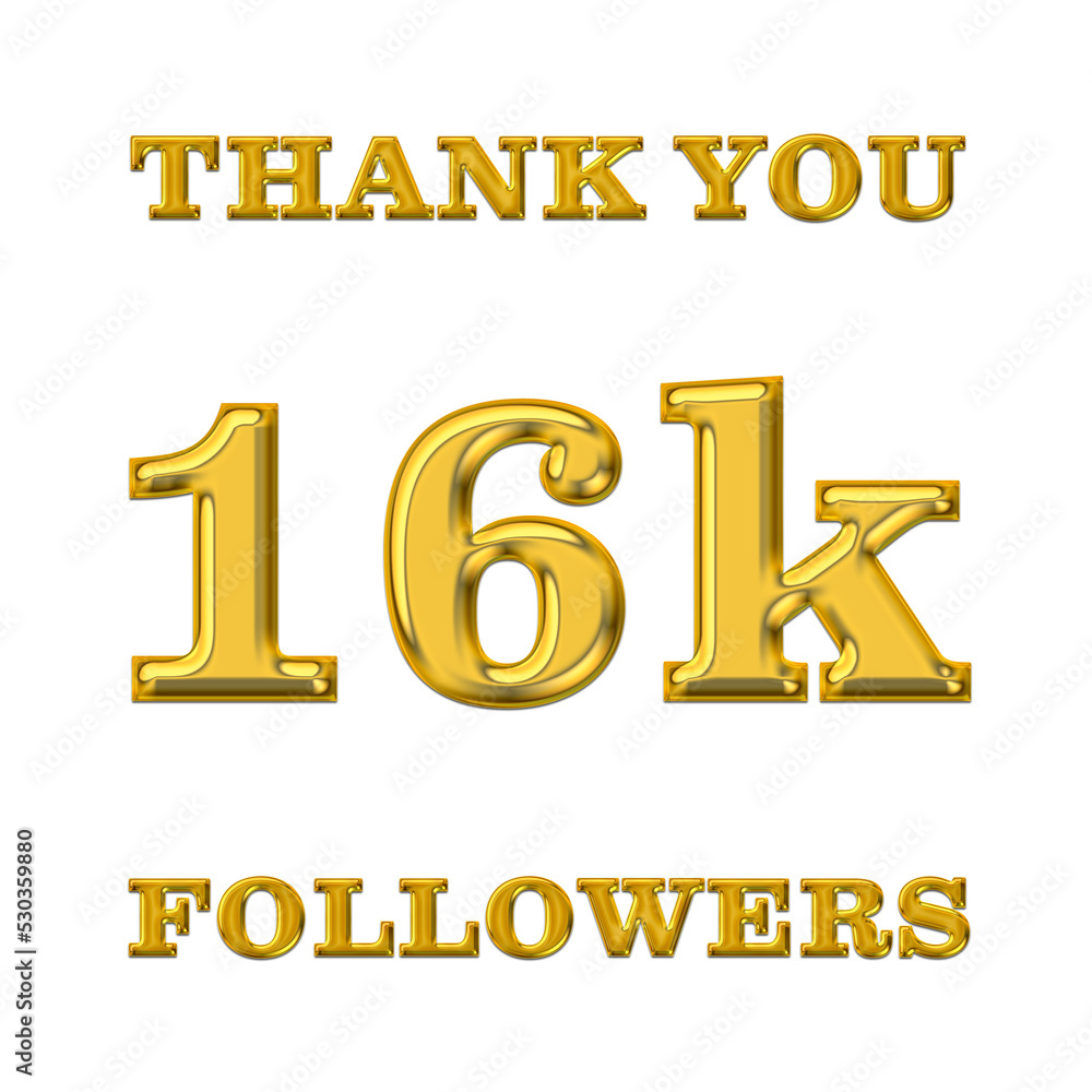 Thank you 16K followers transparent background PNG image, with gold ...