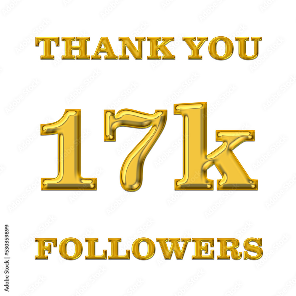 Thank you 17K followers transparent background PNG image, with gold ...