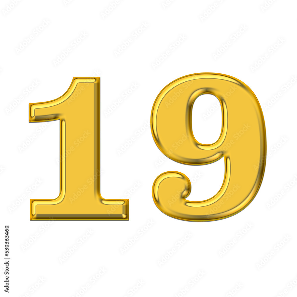 Gold 3d number 19, PNG transparent background, birthday celebrations ...