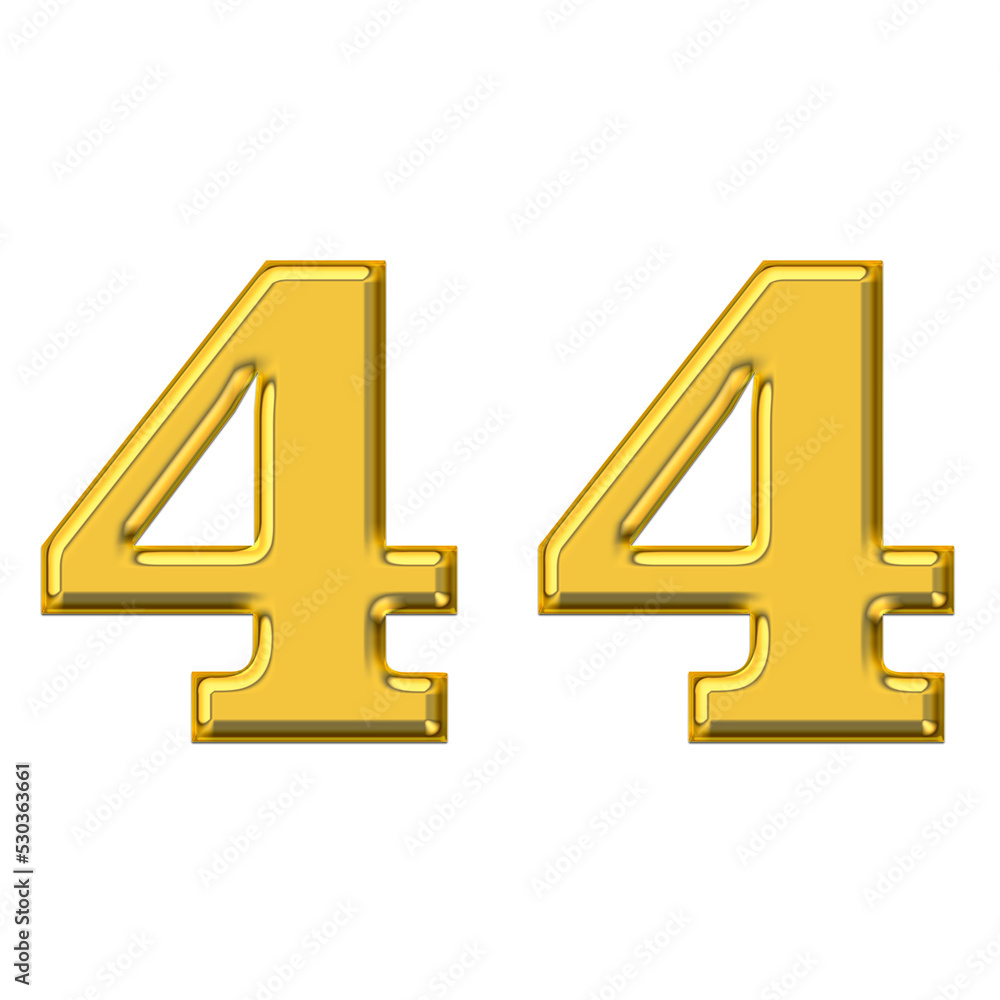Gold 3d number 44, PNG transparent background, birthday celebrations ...