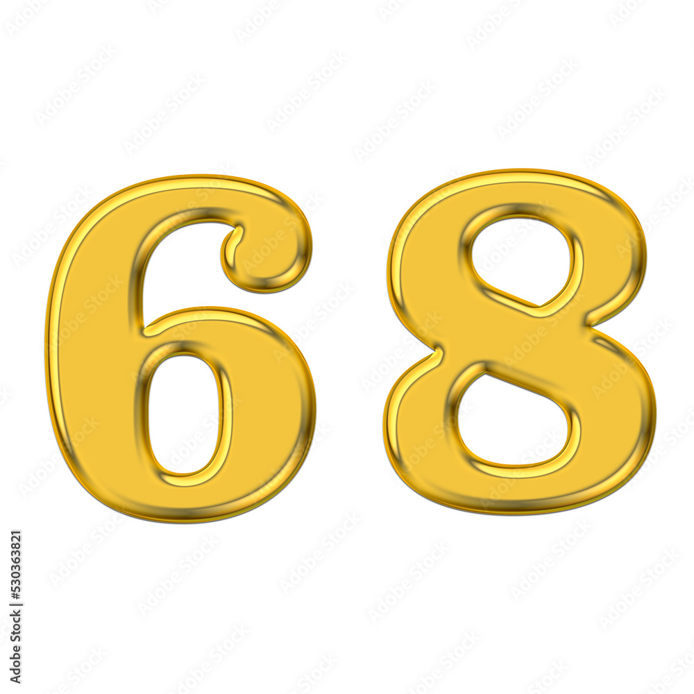 Gold 3d number 68, PNG transparent background, birthday celebrations ...