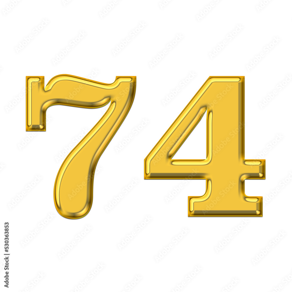 Gold 3d number 74, PNG transparent background, birthday celebrations ...