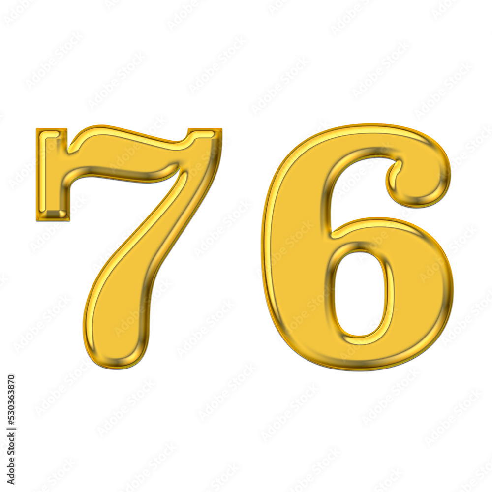 Gold 3d number 76, PNG transparent background, birthday celebrations ...