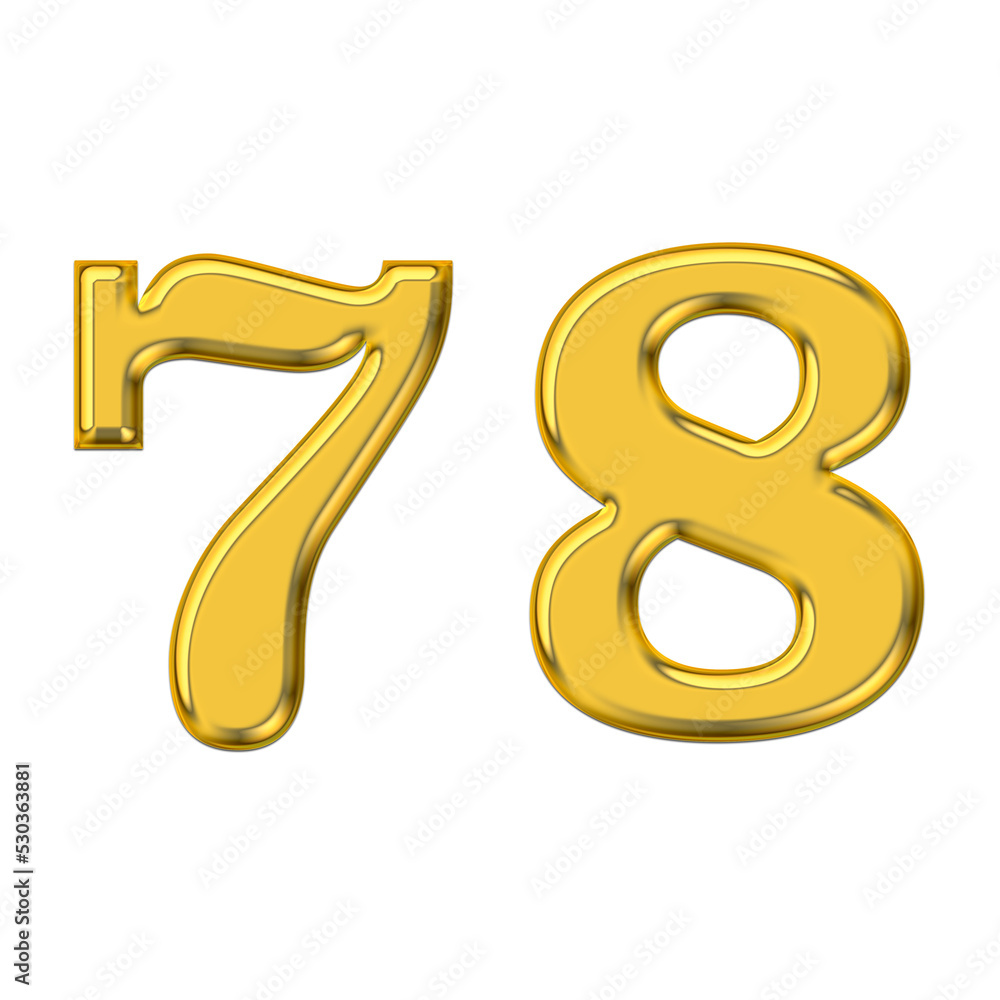 Gold 3d number 78, PNG transparent background, birthday celebrations ...