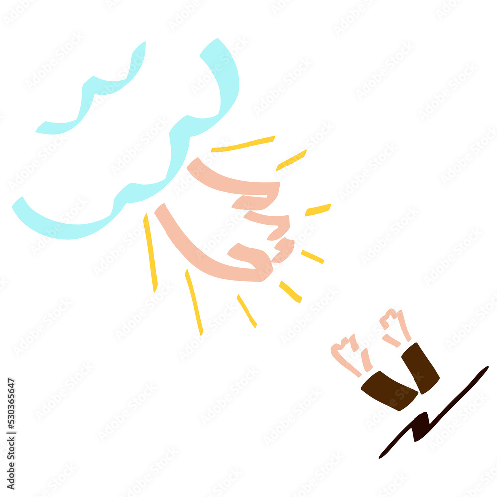 sinful man in danger stretches his hands to heaven, the hand of God ...