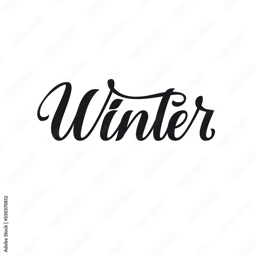 Handwriting Calligraphic Letter. Winter. Hand drawn name of the season ...
