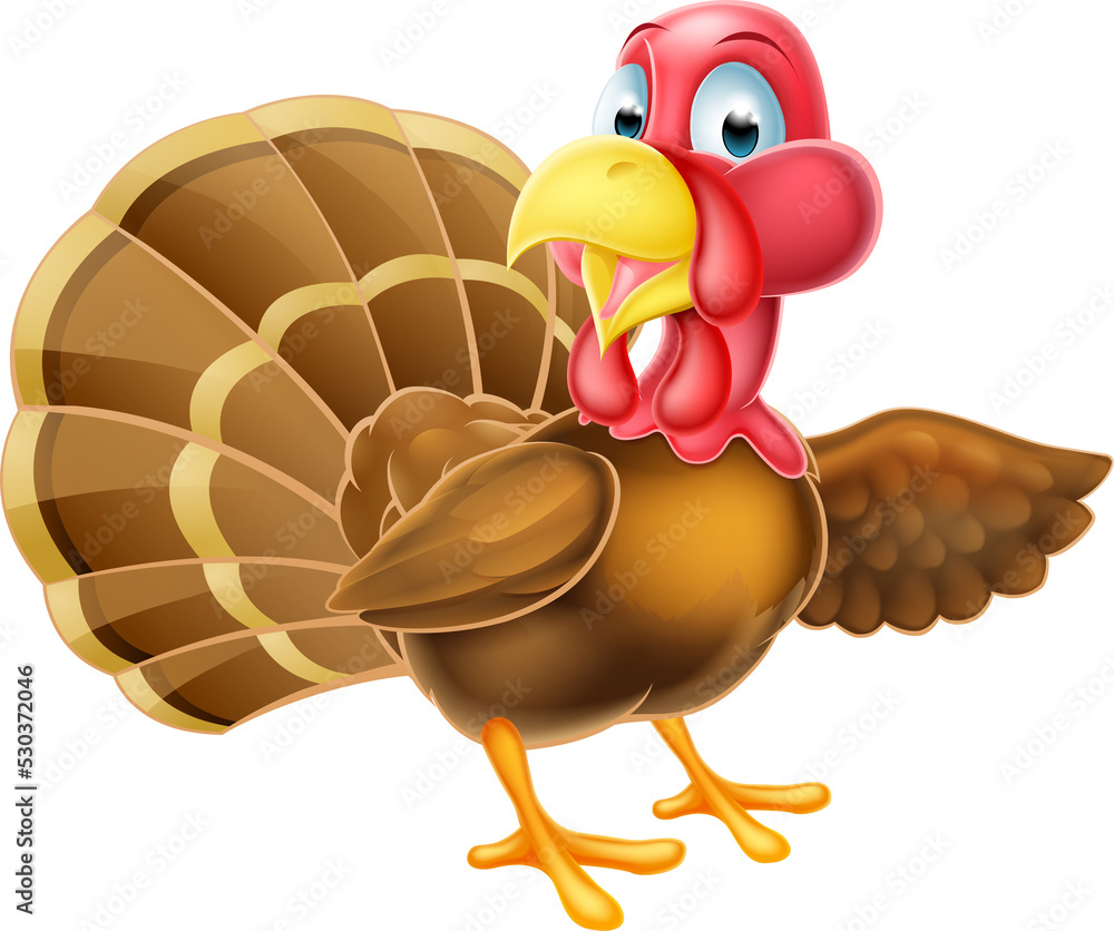 Cartoon Turkey Bird Pointing Stock Illustration | Adobe Stock